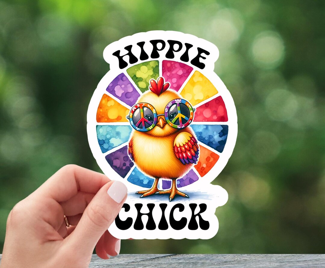 Hippie Chick Sticker: Peace Sign Glasses, Laptop Decal - Etsy