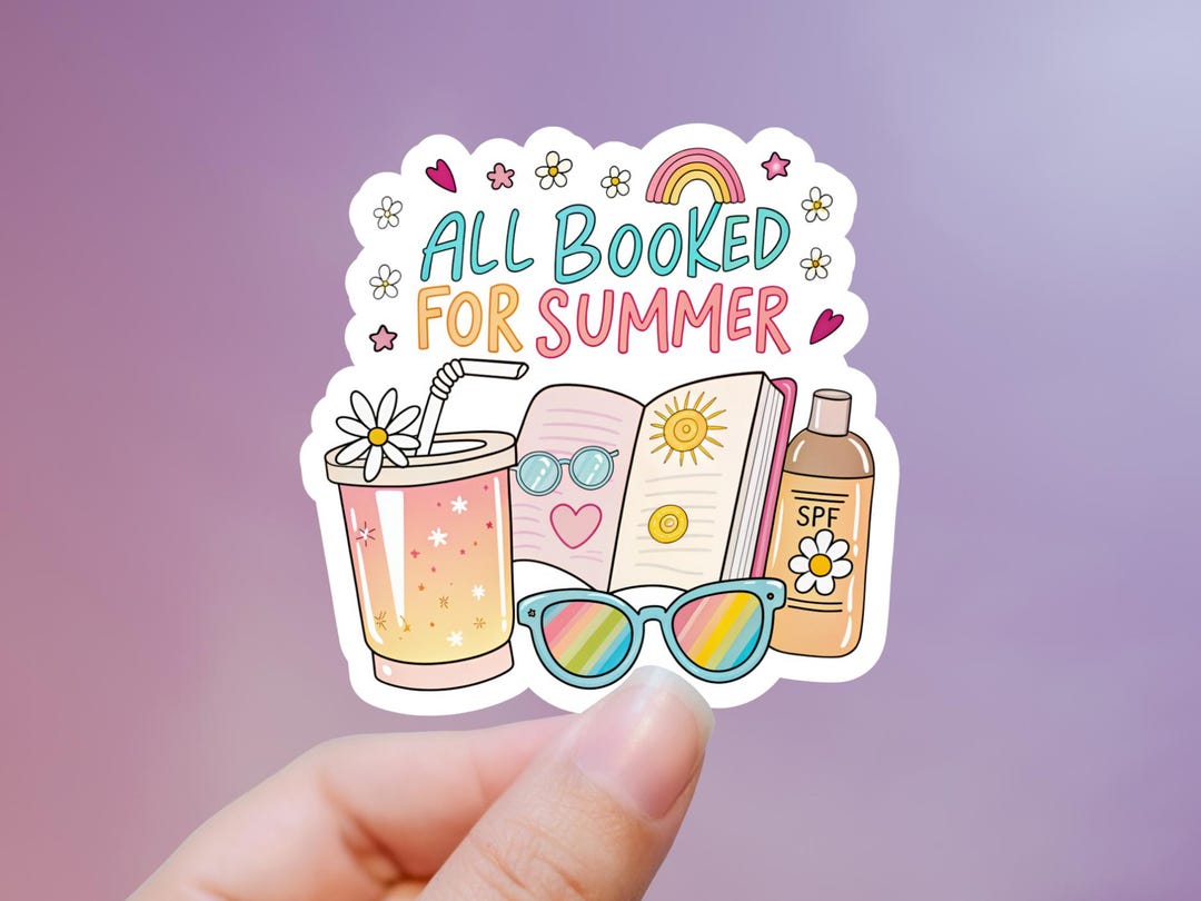 All Booked for Summer Sticker: Reader Laptop Decal - Etsy
