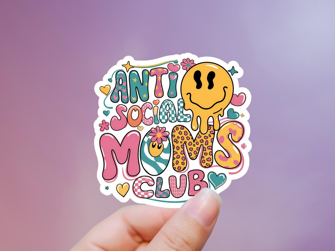Retro Anti-social Mom Club Sticker - Etsy