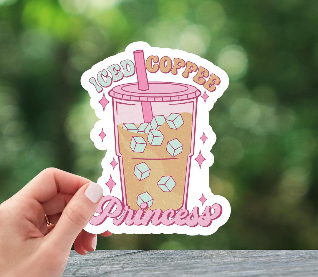 Iced Coffee Princess Sticker, Laptop Sticker, Tablet Sticker, Kindle ...