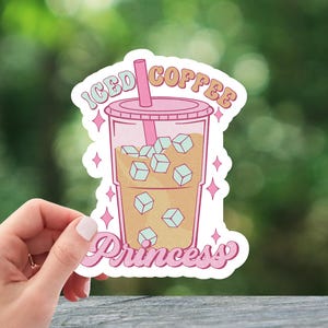 Iced Coffee Princess Sticker, Laptop Sticker, Tablet Sticker, Kindle ...