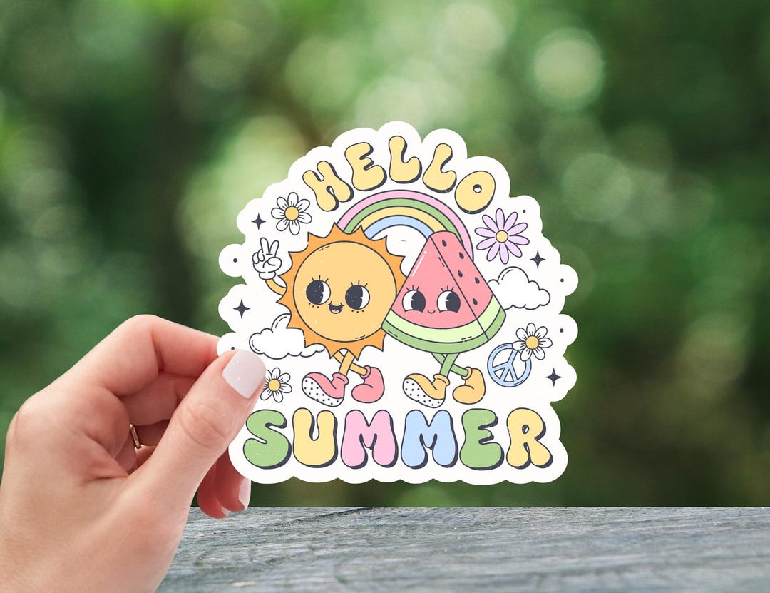 Hello Summer Sticker, Laptop Sticker, Tablet Sticker, Kindle Sticker ...