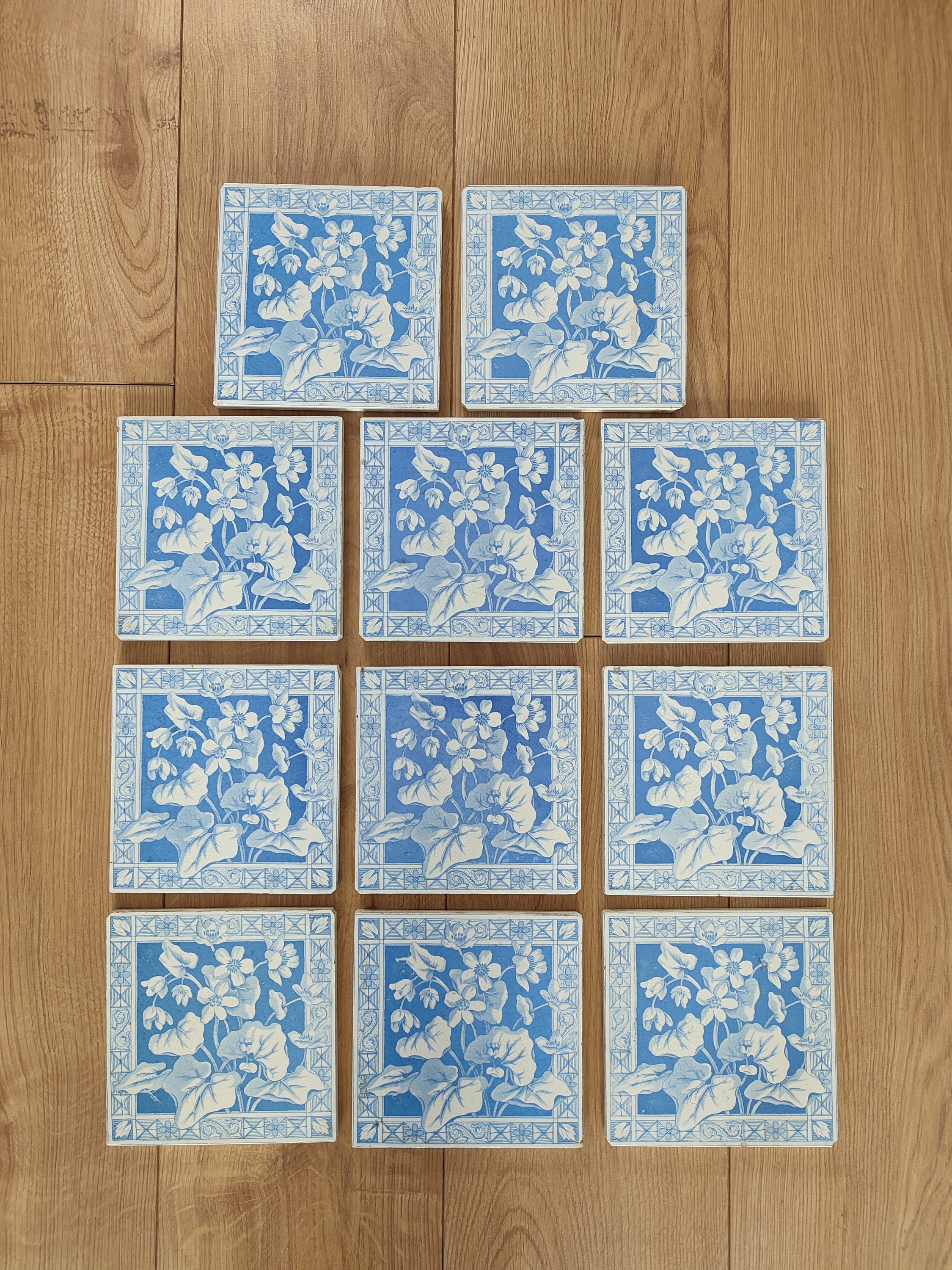 Antique Blue and White Tile, Floral Pattern 6 Inch Ceramic Tiles - Etsy