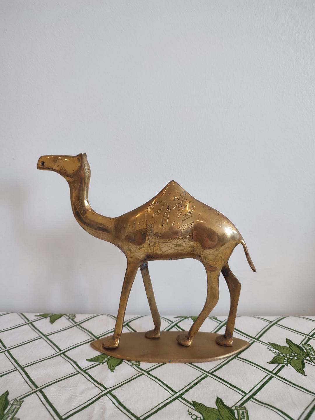 Vintage Brass Figurine Etched Camel, Engraved Animal Statue, Elegant ...