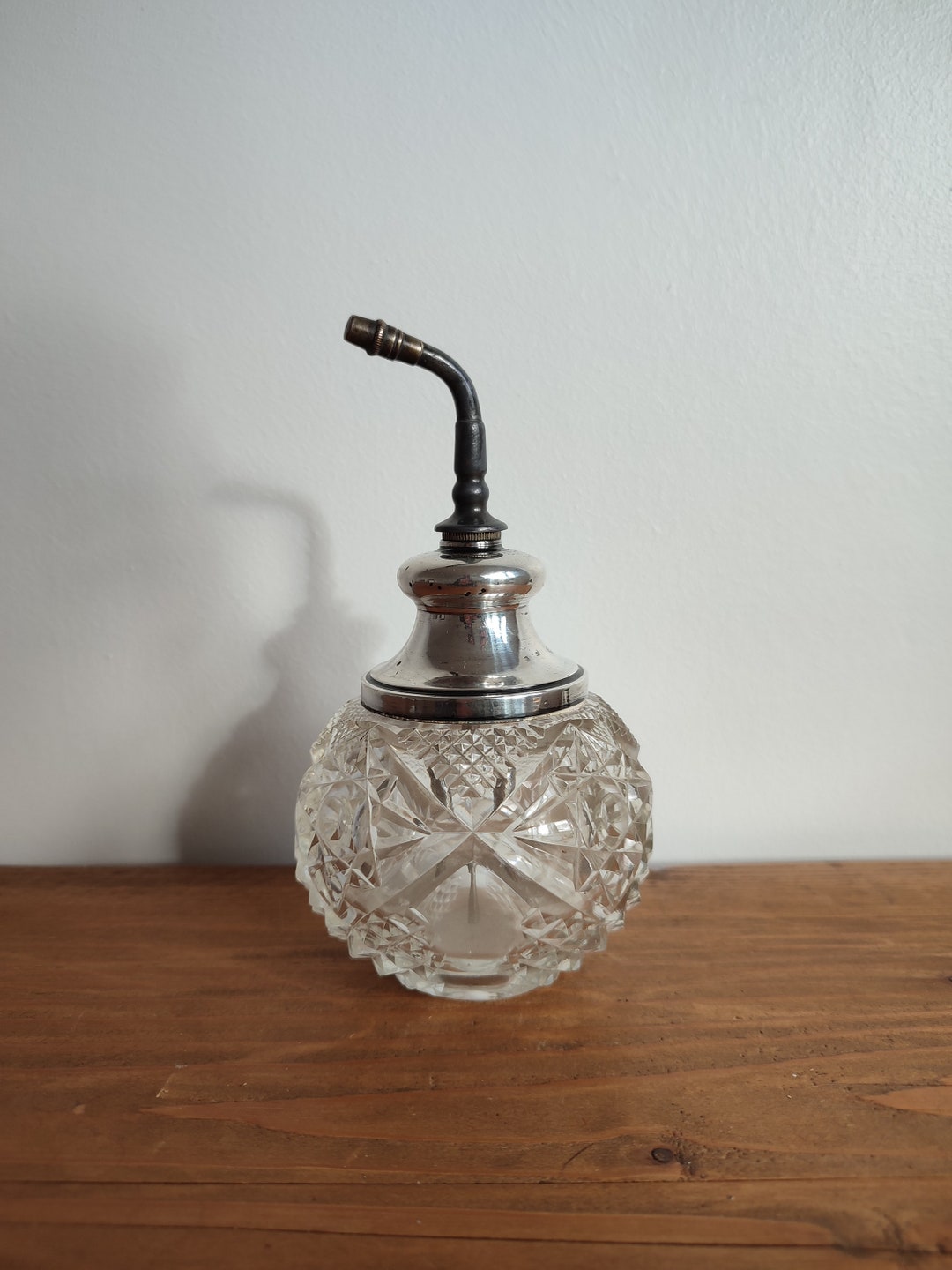 Large Antique Cut Glass and Solid Sterling Silver Scent Bottle ...