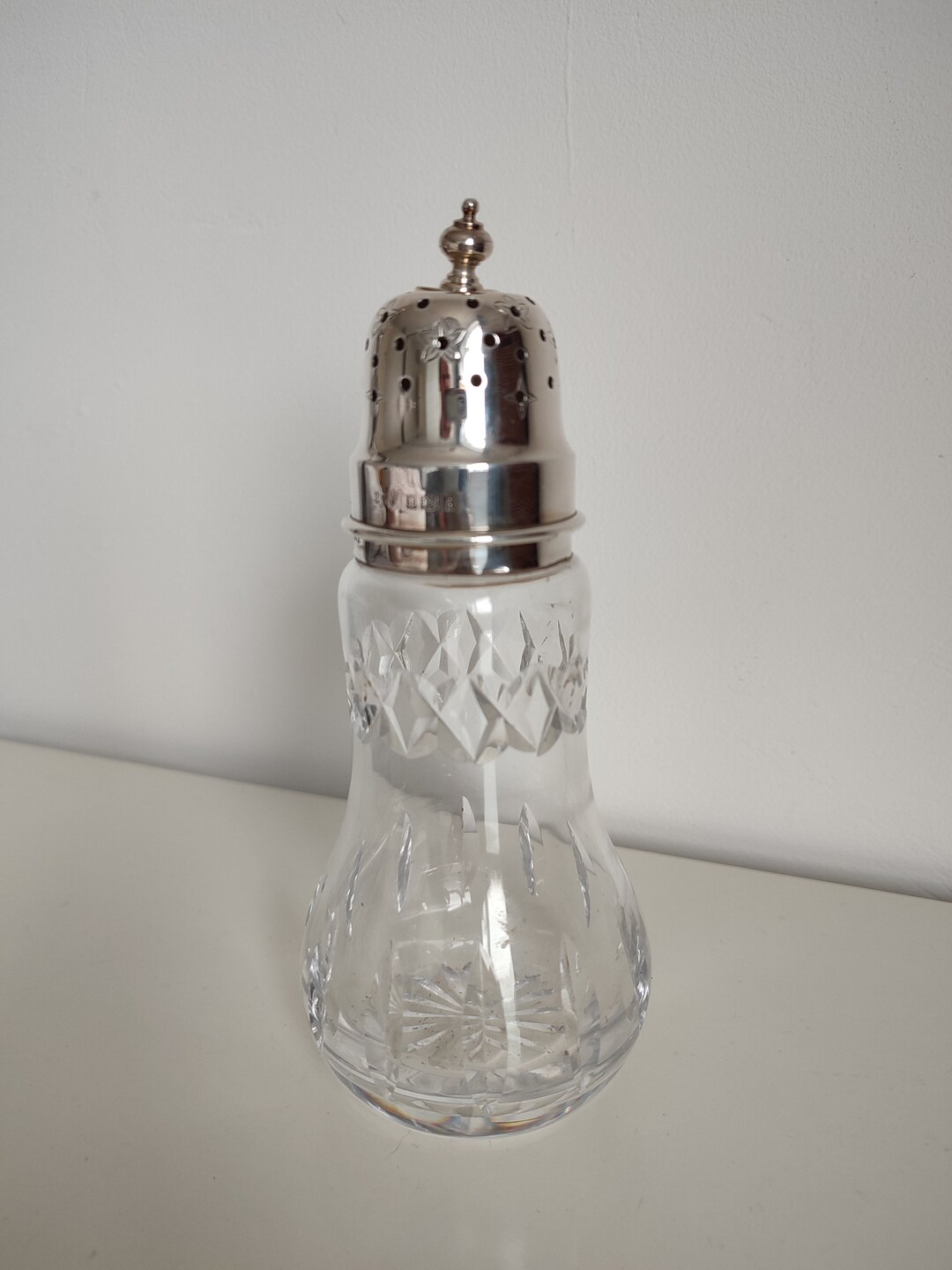 Antique English Crystal Sugar Caster W/sterling Silver Top, Hallmark ...