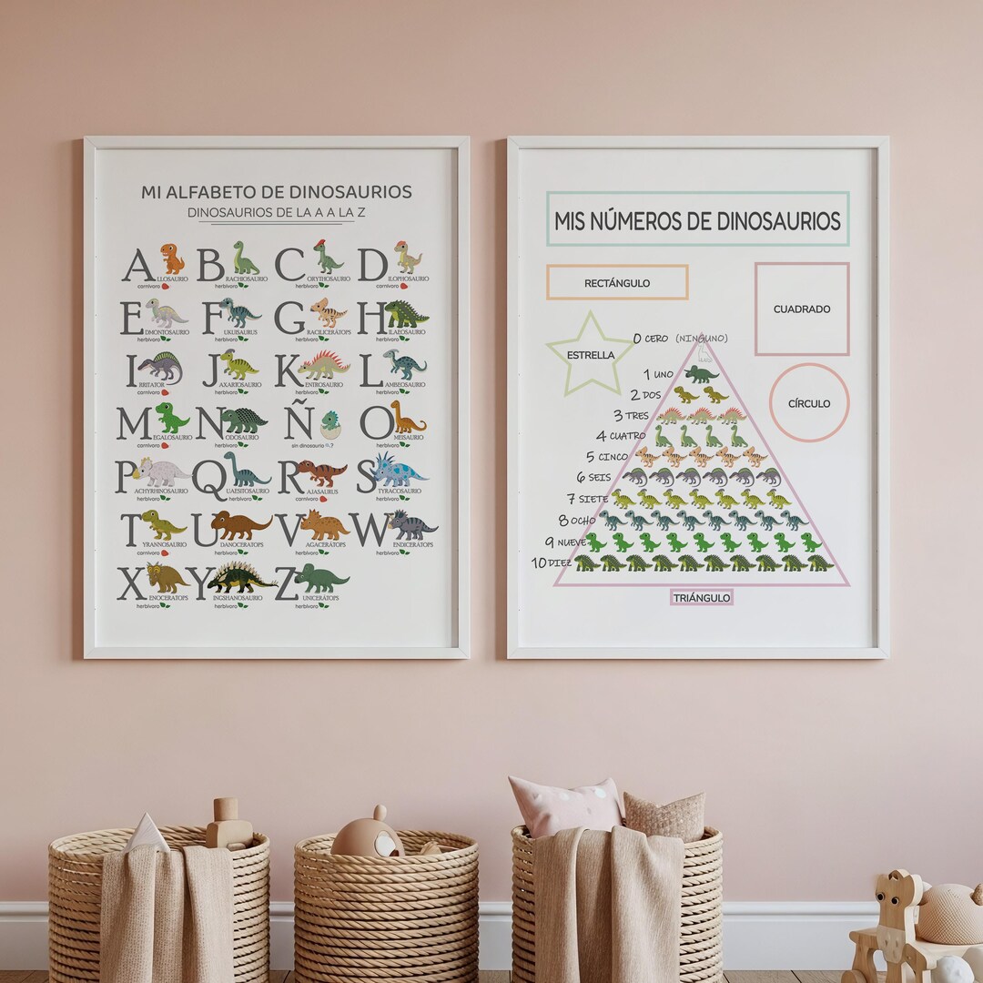Spanish Dinosaur Alphabet & Numbers Poster | Montessori Classroom Decor ...