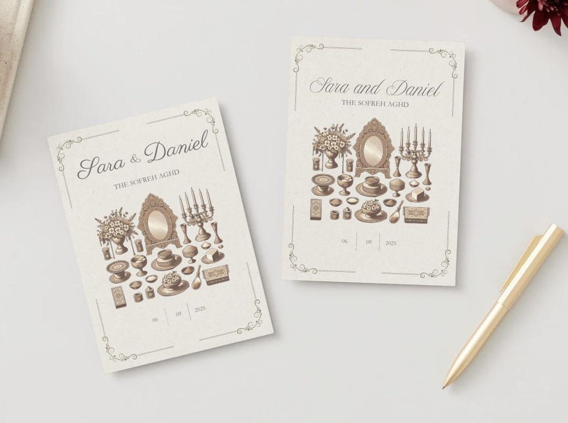 Sofreh Aghd Handheld Card for Persian Weddings | Digital Template ...