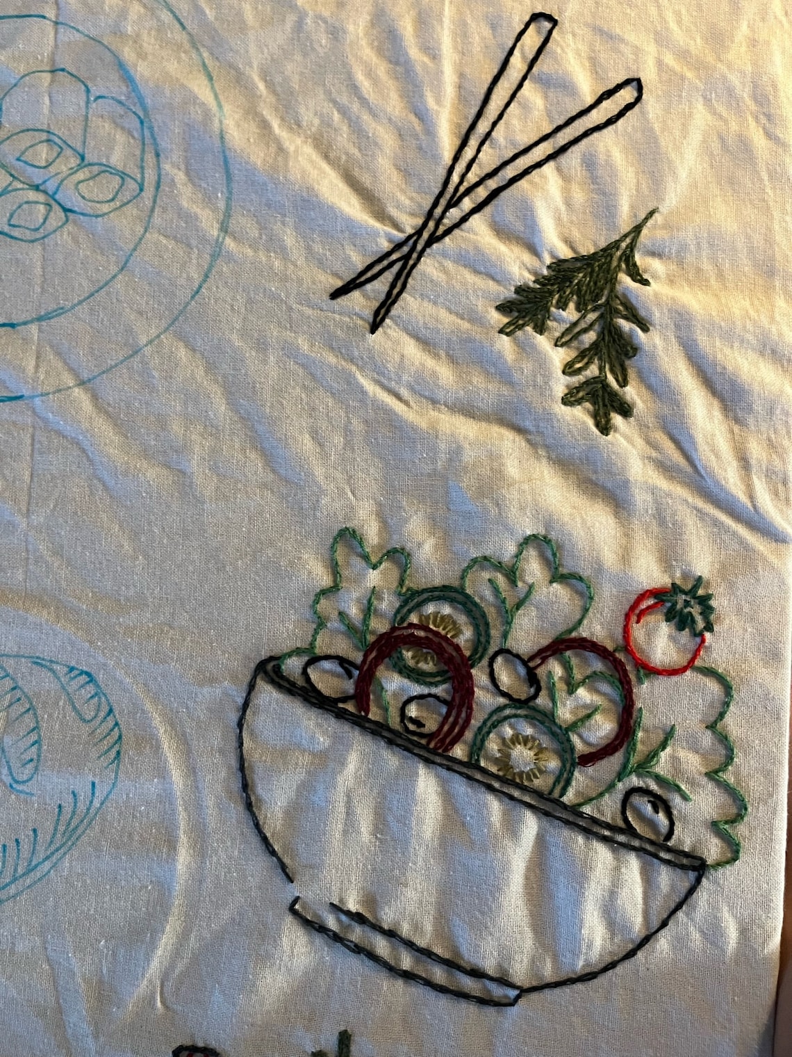 Pizza & Pasta Tablecloth Embroidery Design and Step by Step Guide - Etsy