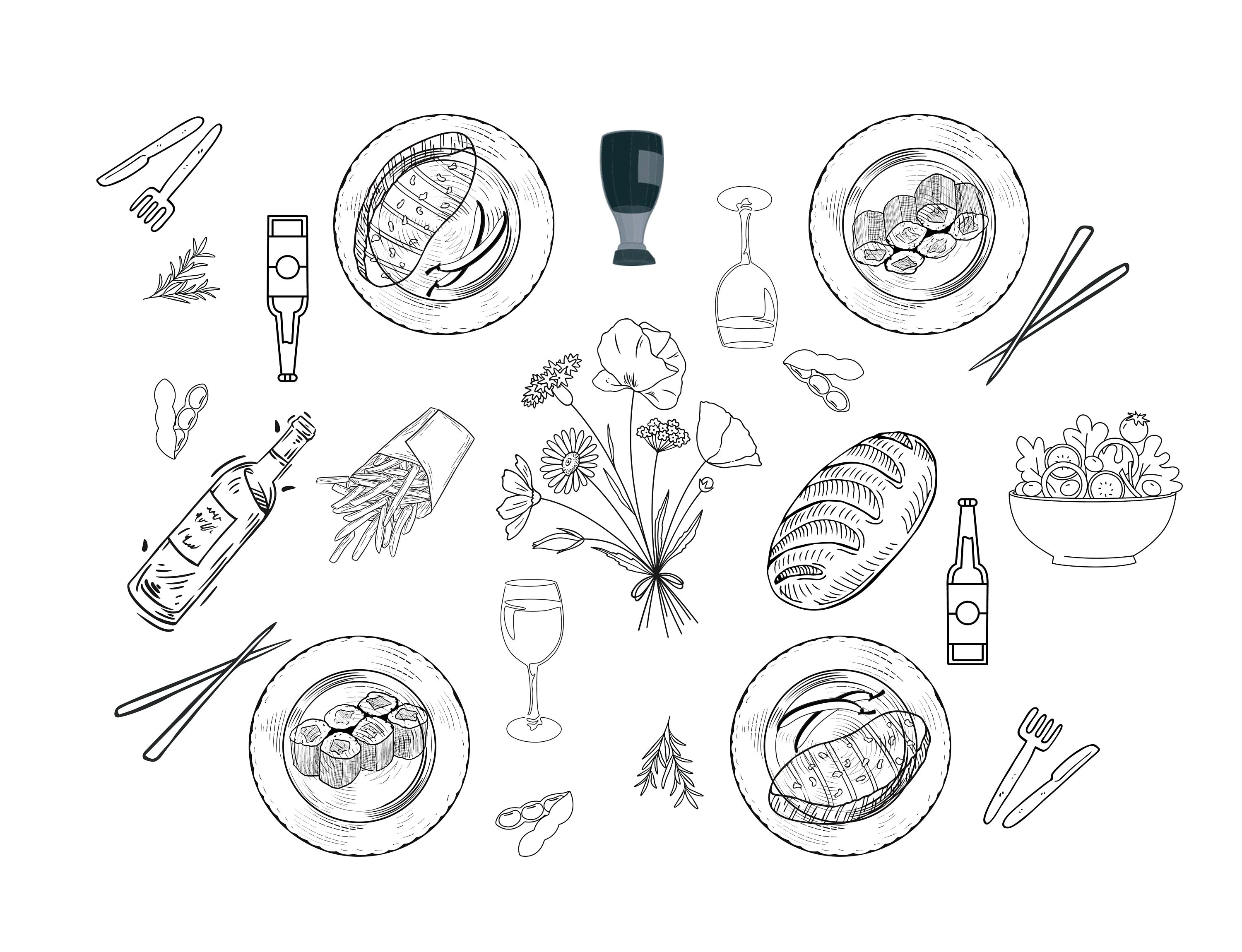 Steak & Sushi Tablecloth Embroidery Design and Step by Step Guide - Etsy