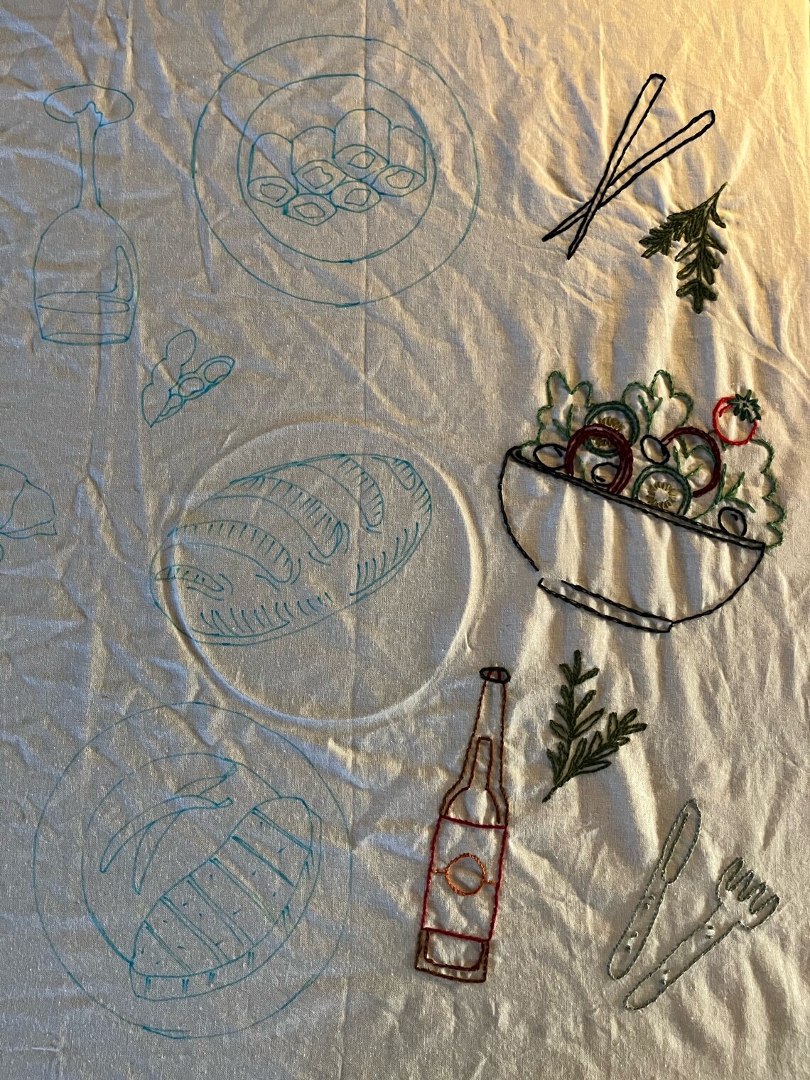 Pizza & Pasta Tablecloth Embroidery Design and Step by Step Guide - Etsy