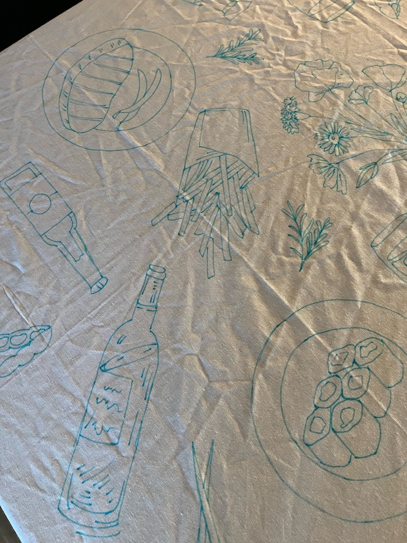 Steak & Sushi Tablecloth Embroidery Design and Step by Step Guide - Etsy