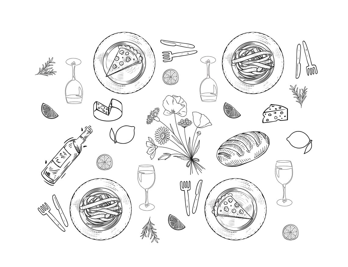 Pizza & Pasta Tablecloth Embroidery Design and Step by Step Guide - Etsy
