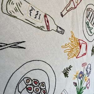 Steak & Sushi Tablecloth Embroidery Design and Step by Step Guide - Etsy