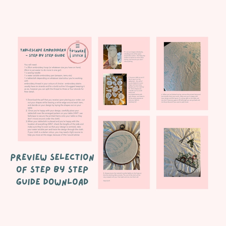Pizza & Pasta Tablecloth Embroidery Design and Step by Step Guide - Etsy