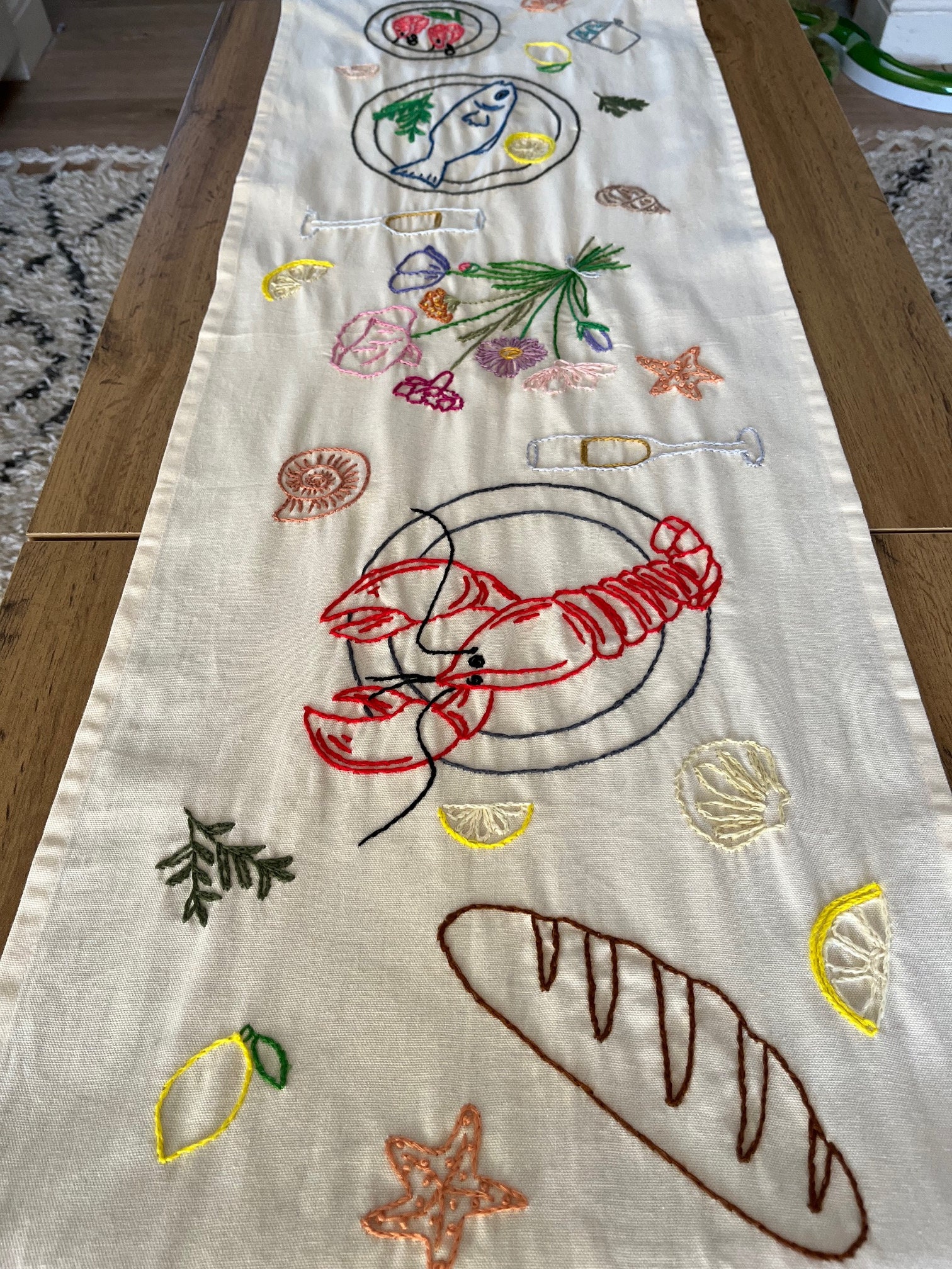 Steak & Sushi Tablecloth Embroidery Design and Step by Step Guide - Etsy