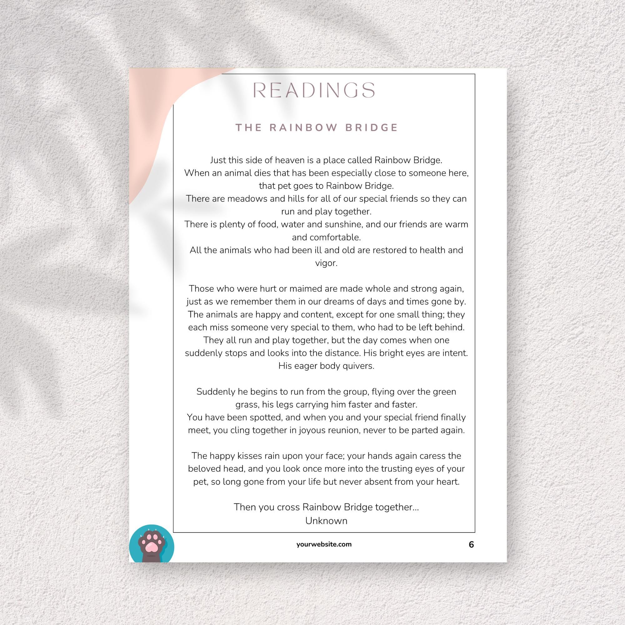 Editable Template for Poems, Prayers, and Readings. Customizable ...