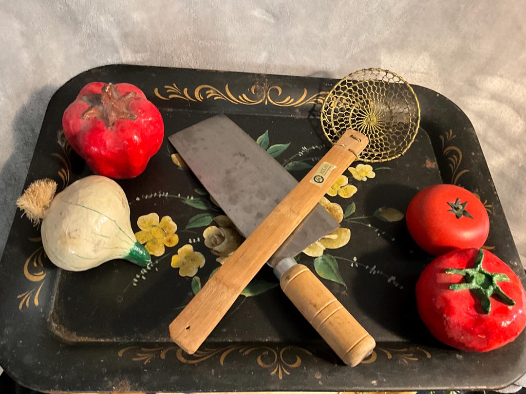 Vintage Atlas Brand Meat Cleaver and Spider Strainer; Made in Hong Kong ...