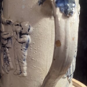 Antique Early (1890 - 1906) Whites Utica Stoneware Pitcher Blue & Grey ...