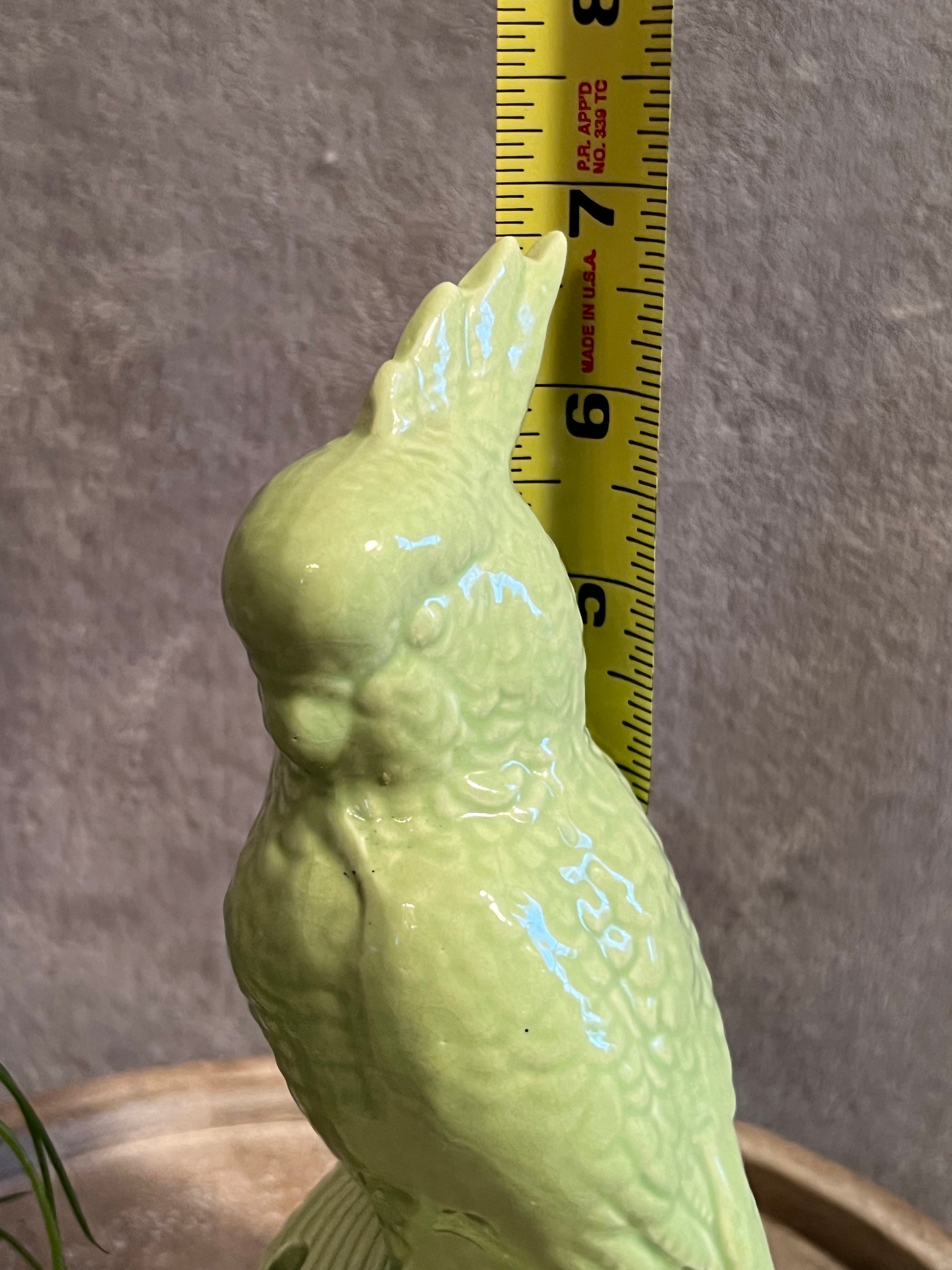 Vintage 1950s Art Pottery Green Cockatoo Bird Figural Flower Frog ...