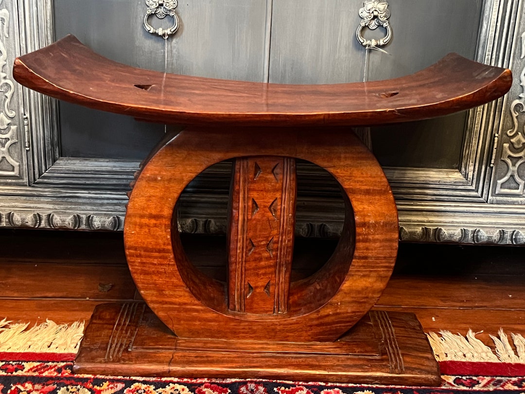 Vintage Ashanti Stool; Traditional Ghanaian Stool; Crescent Shaped ...