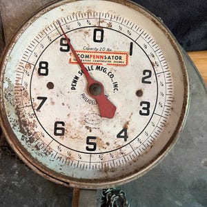 Vintage 20 Lb Penn Hanging Produce Scale With Metal Bin Farmhouse ...