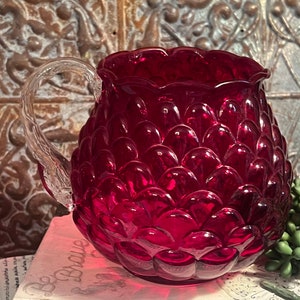 Stunning Ruby Red 1980’s Fenton Glass Pitcher; Fenton "jacqueline ...
