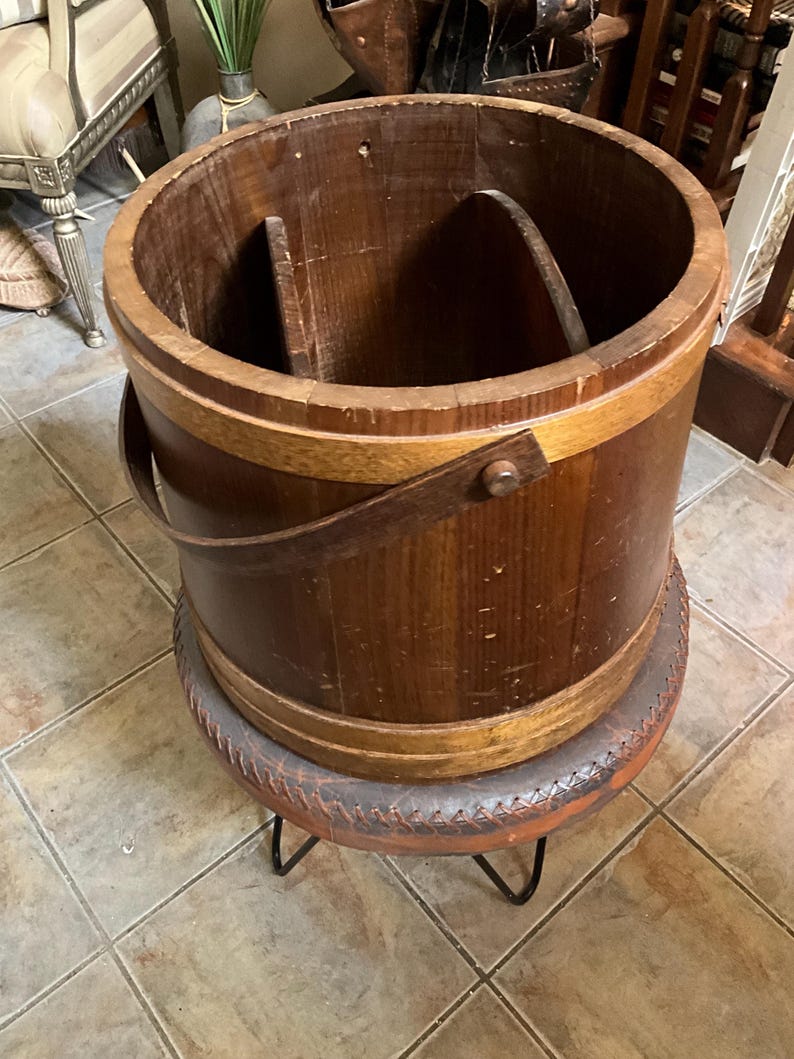 Antique CL Lane Firkin Bucket, Wood Divided Carrier, Farmhouse Decor - Etsy