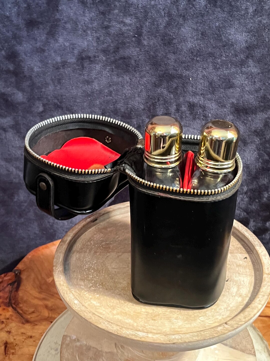 Vintage Traveling Glass Flask Set; Two Vintage Glass Flasks With Shot ...