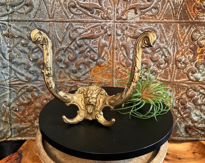 Antique/vintage Gothic Cast Metal Gargoyle Head Double Coat Hook; Art ...