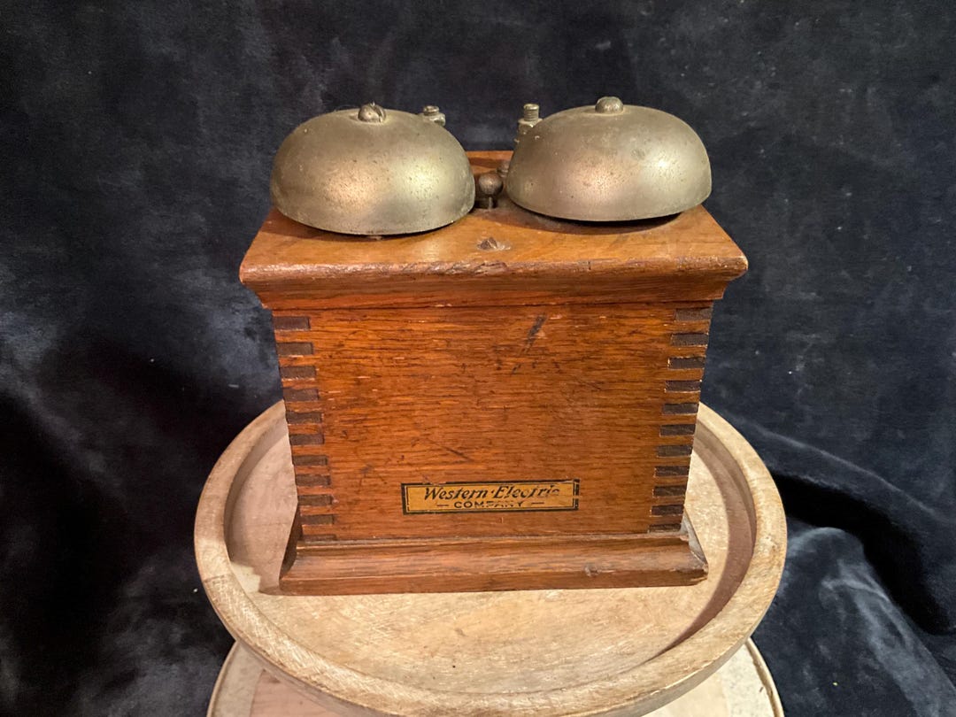 Antique Early Western Electric Oak Telephone Ringer Box; Oak Wood Bell ...
