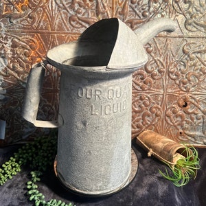 Antique Galvanized 4 Quart Oil Can With Spout; Industrial Farmhouse ...