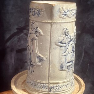 Antique Early (1890 - 1906) Whites Utica Stoneware Pitcher Blue & Grey ...