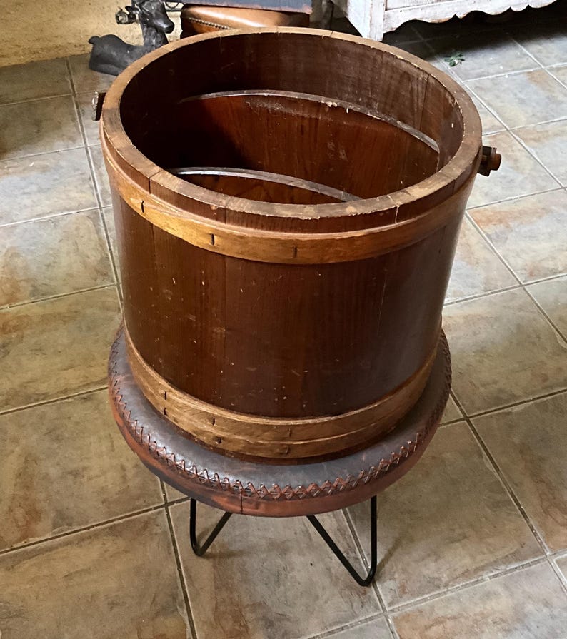 Antique CL Lane Firkin Bucket, Wood Divided Carrier, Farmhouse Decor - Etsy