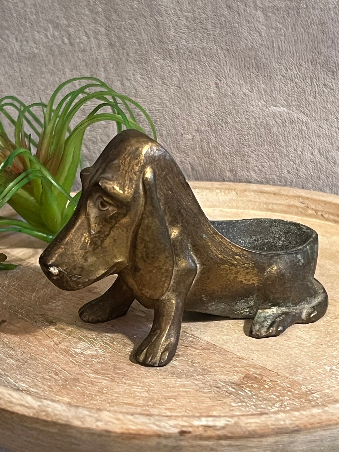 Brass Plated Vintage Basset Hound Pipe Holder, Brass Dog, Tobacciana ...