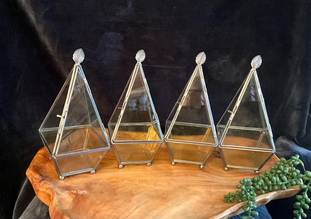 10” Tall Decorative Geometric Pyramid Style Terrarium Planters ...