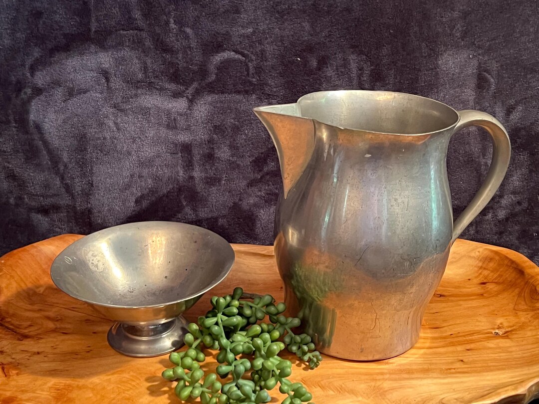 Vintage Pewter Small Footed Bowl and Pitcher; Woodbury Pewterers ...