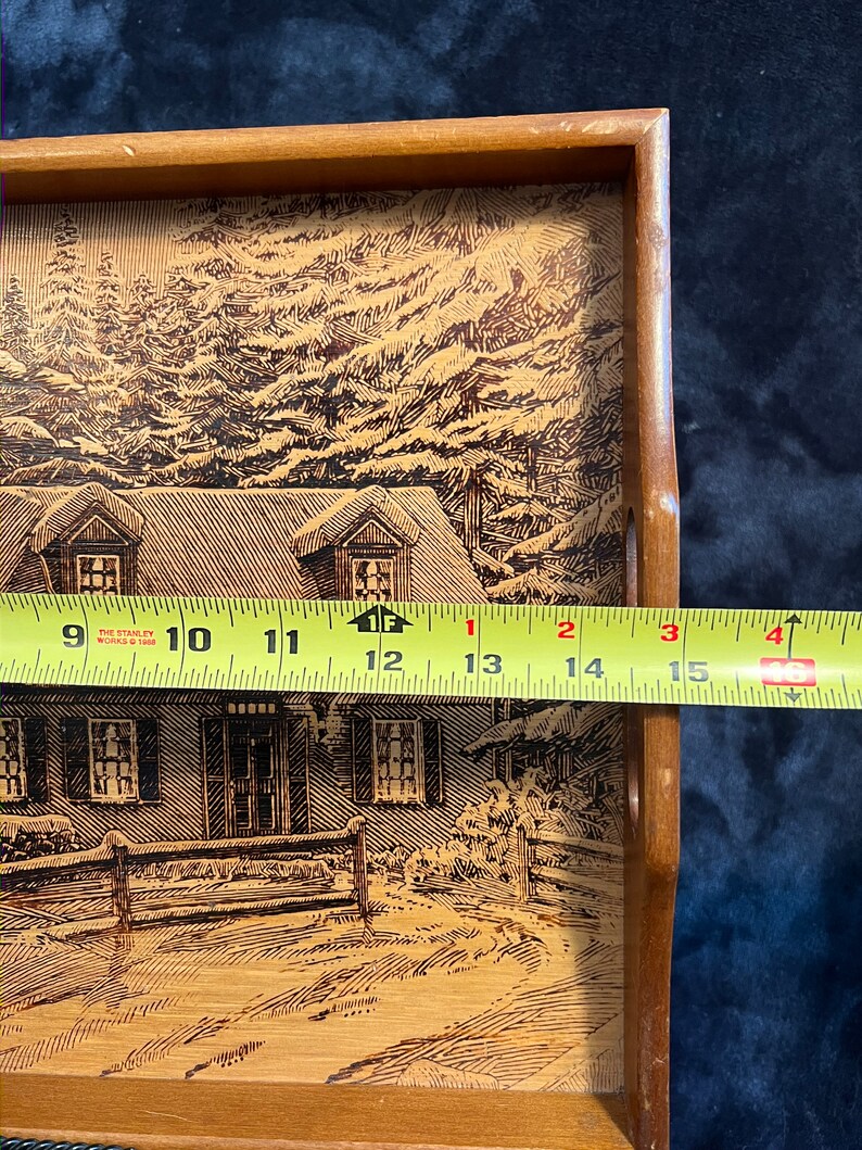 Beautiful Vintage or Antique Pyrographic Etched Wood Tray House of ...