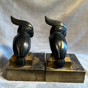 Vintage Art Deco Brass Parrot Bookends; Gorgeous Bird Bookends; Parrot ...