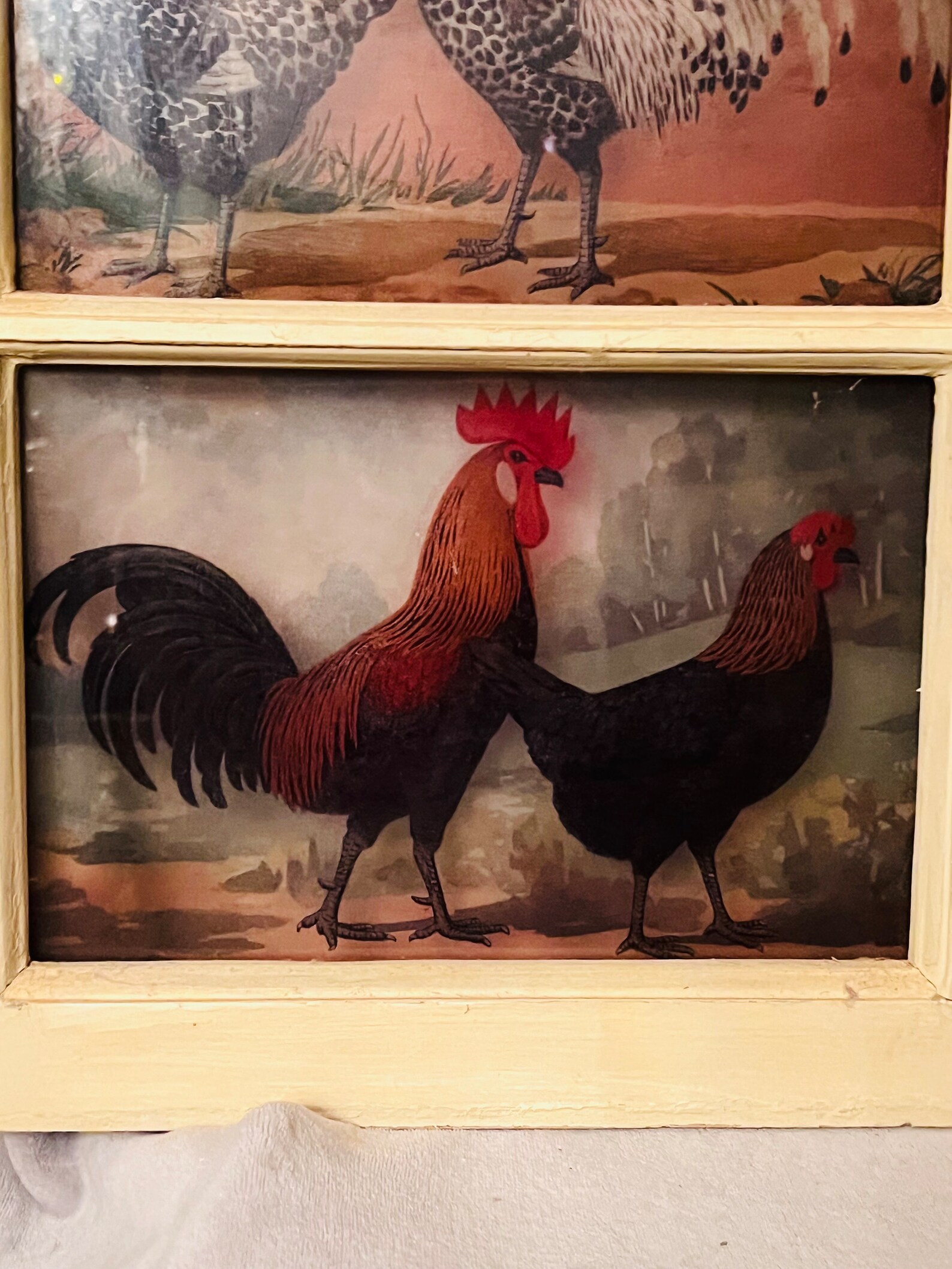 Repurposed Vintage 4 Pane Window With Chicken and Rooster Images ...