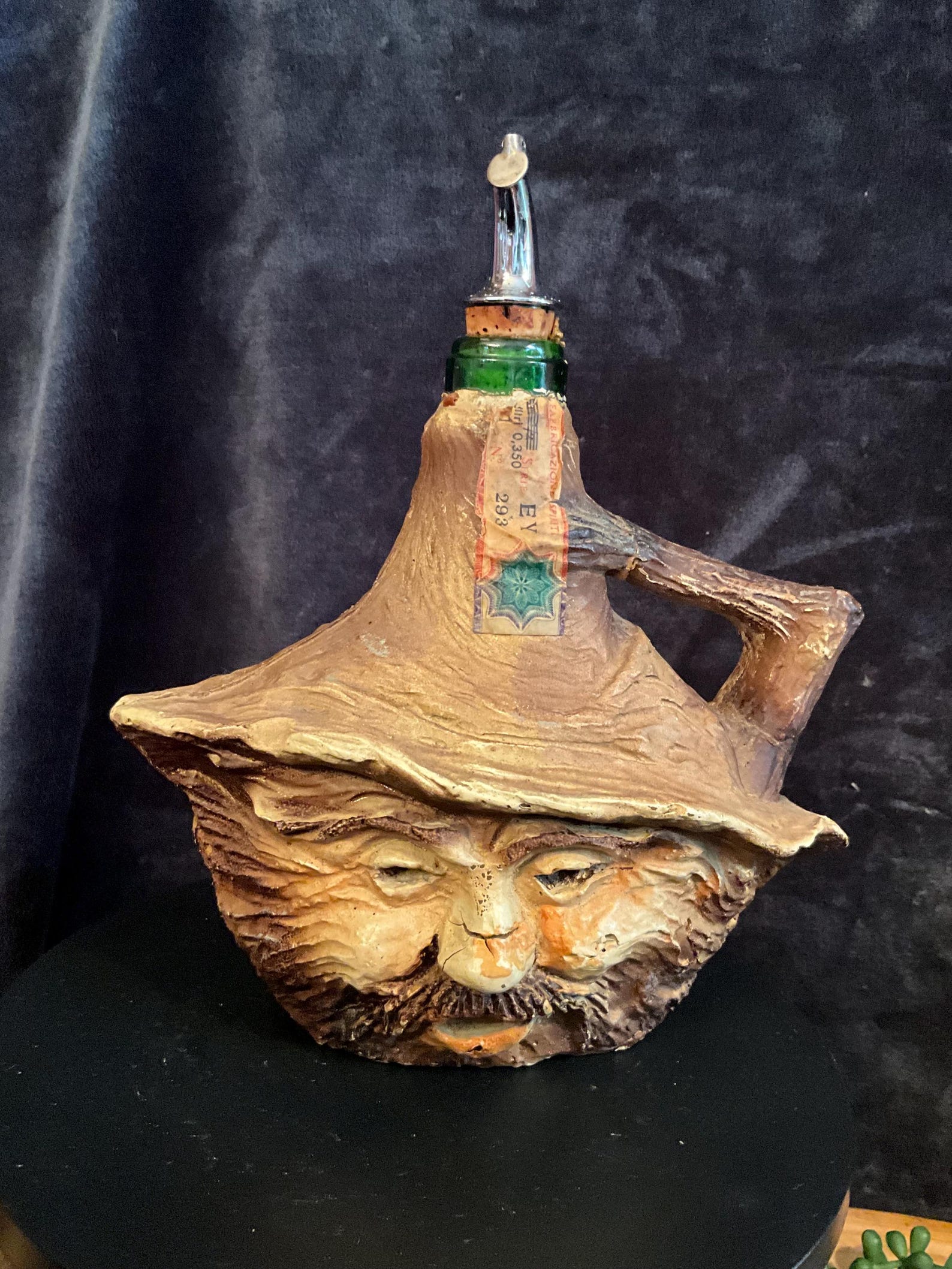 Vintage Rare Faux Wood Tree Bark Wood Spirit Decanter With Face on Both ...
