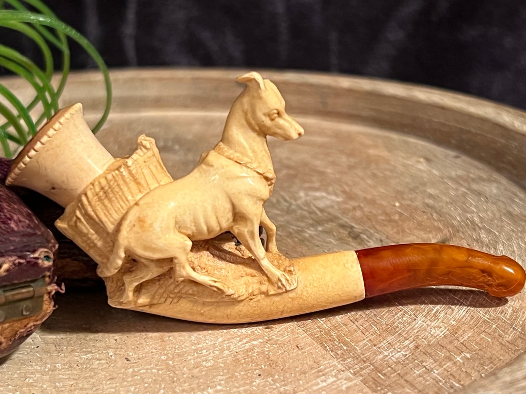 Vintage Meerschaum Smoking Pipe With Dog (hunting Dog?); Unique ...