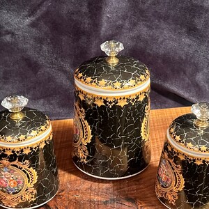 Charming Set of 3 Miniature Canisters; Bathroom Canisters; Kitchen ...