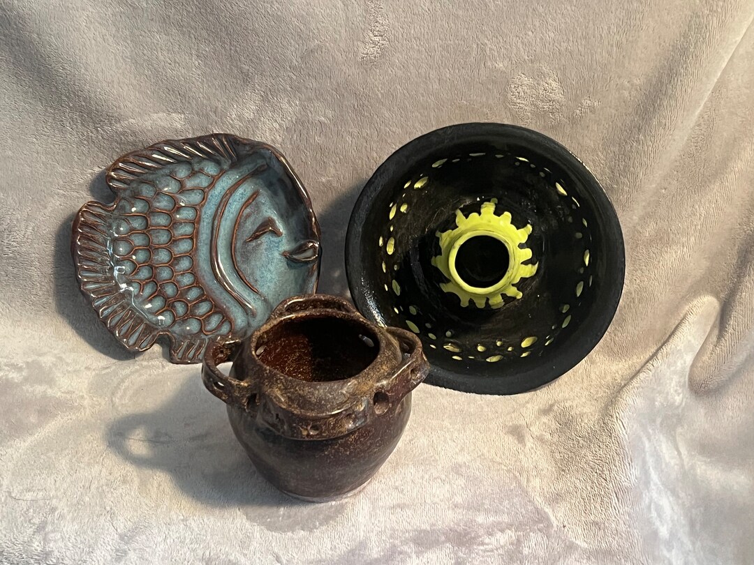 Locally Handmade Pottery Pieces; Fish Dish; Unique Serving Bowl or Vase ...