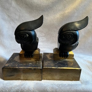 Vintage Art Deco Brass Parrot Bookends; Gorgeous Bird Bookends; Parrot ...