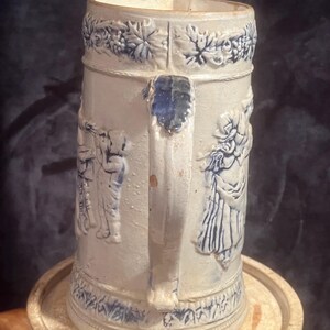 Antique Early (1890 - 1906) Whites Utica Stoneware Pitcher Blue & Grey ...