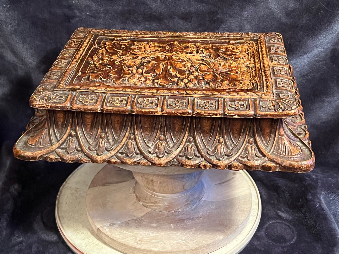 Gorgeous Vintage Syroco Wood Box With Hinged Lid; Vintage Candy Box ...