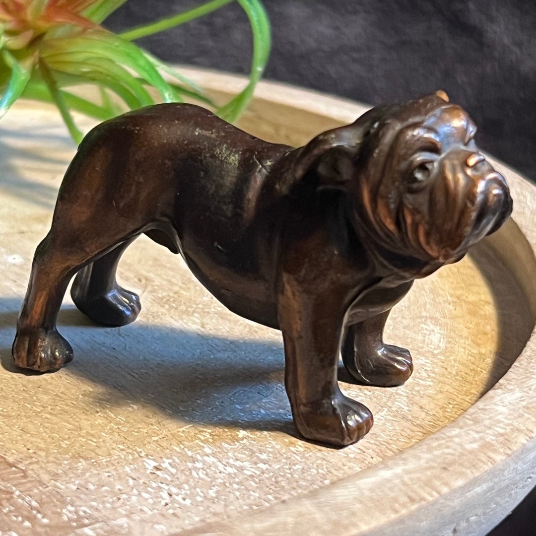 Super Cute Copper/bronze Bulldog Miniature Solid Metal Beautiful Detail ...