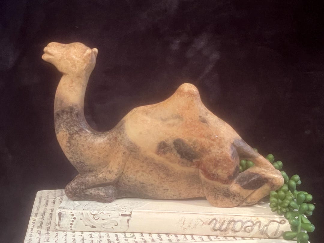 Vintage 8” Carved Stone Camel Figurine; Resting Camel Stone Sculpture ...