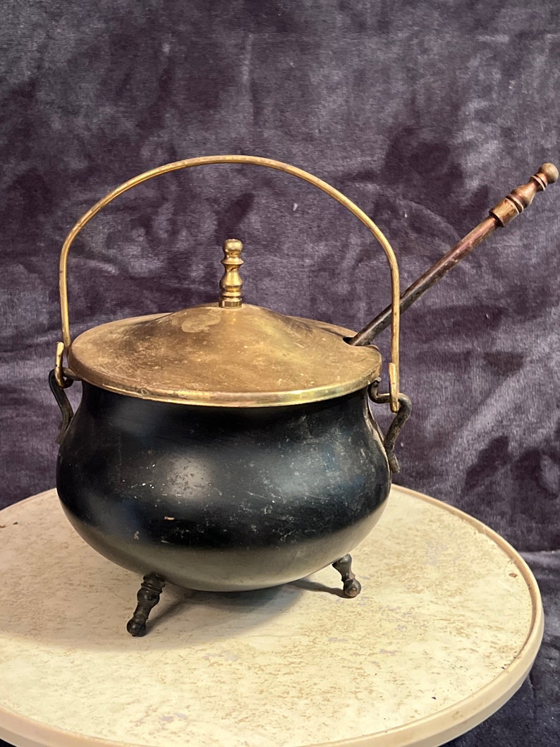 Vintage 3 Legged Pedestal Smudge Pot With Lid & Pestle Brass Fire ...